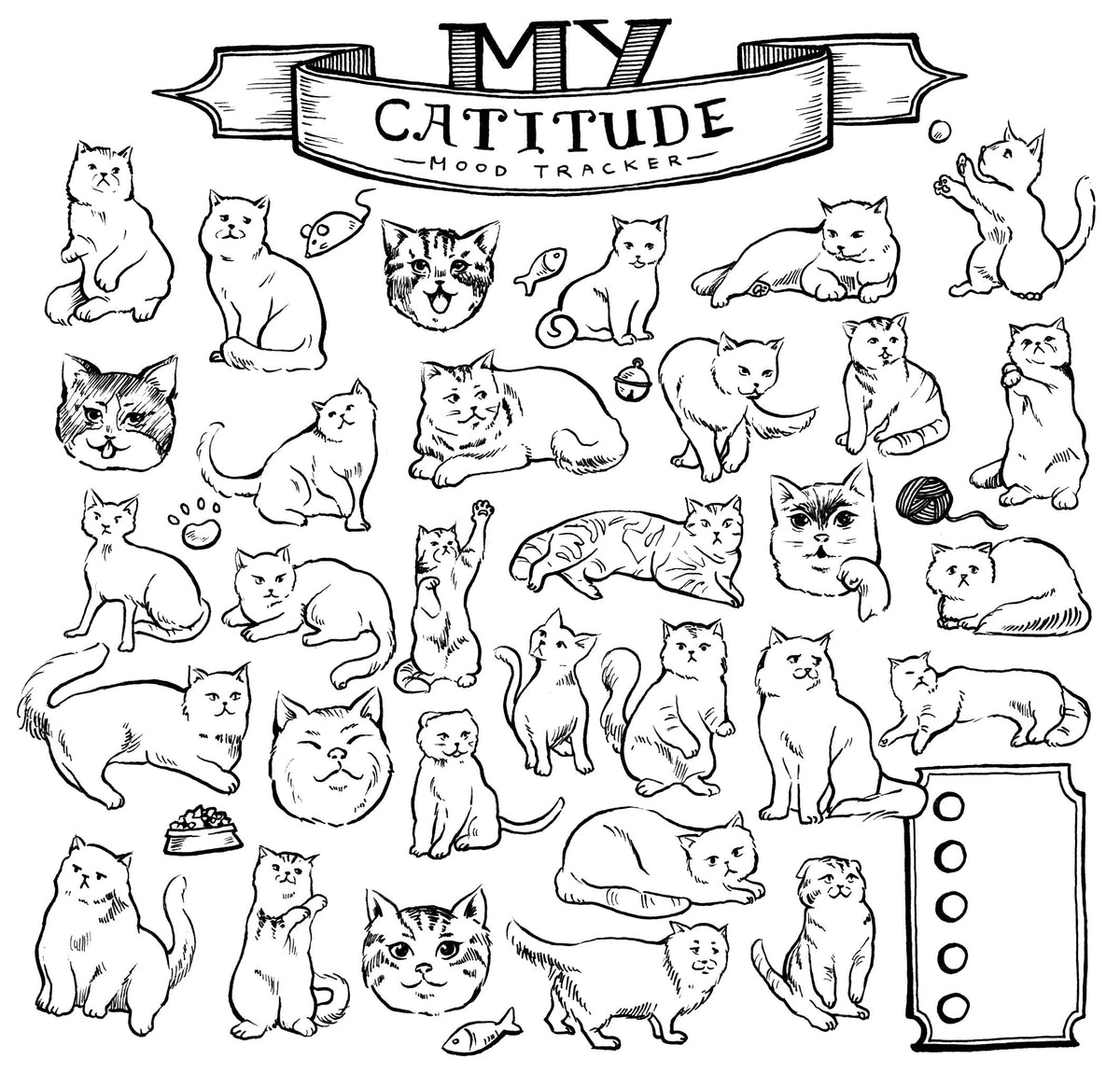 Catitude Mood Tracker - Colouring Sheet — Ferris Wheel Press Canada